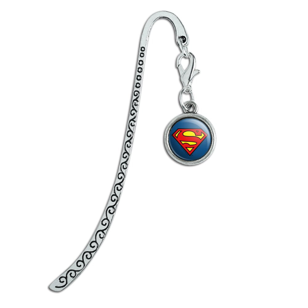 Superman Classic S Shield Logo Metal Bookmark Page Marker with Charm ...