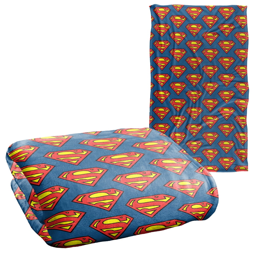 Superman Classic S Shield Logo Pattern Silky Touch Super Soft Throw ...