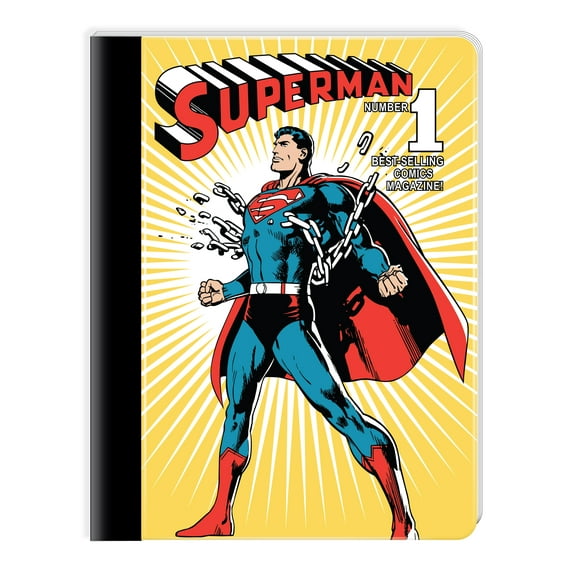 Superman Composition Writing Notebook, Wide Ruled, 7.5" x 9.75", 80 ...