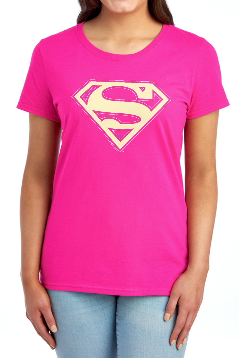 Superman Crimson & Cream Shield Women's T Shirt, Hot Pink, Large ...
