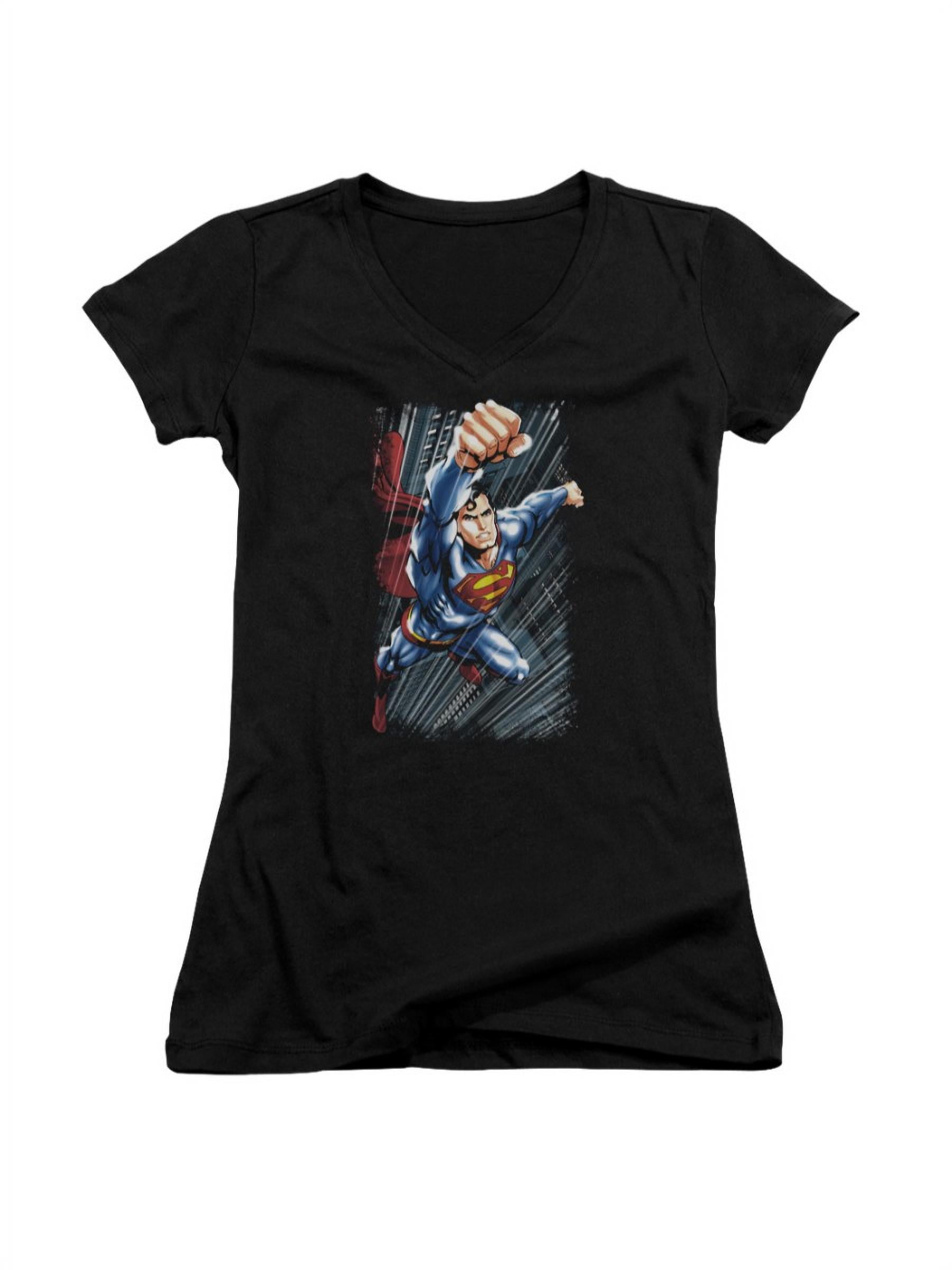Superman DC Comics Flying Faster Than A Speeding Bullet Pose Jrs V-Neck ...