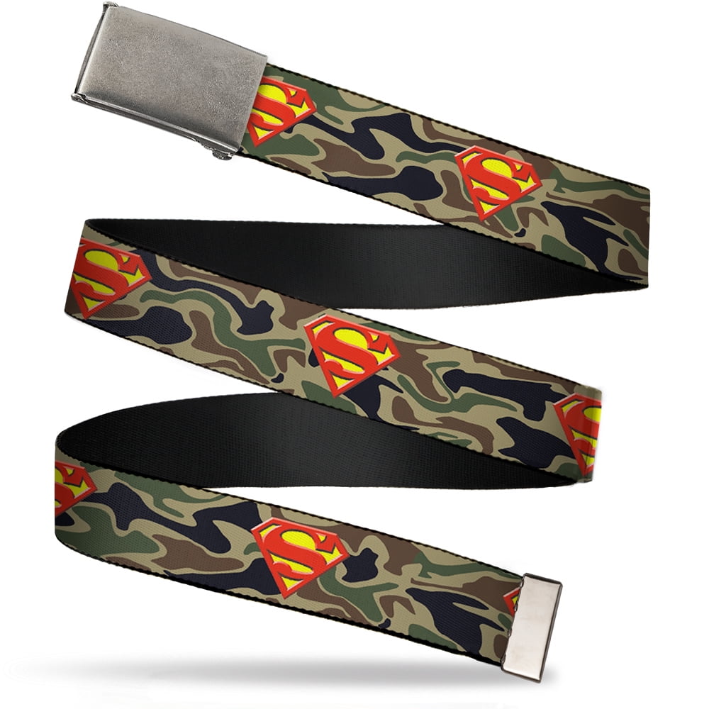 DC Comics Belt, Flip Web Belt Superman Shield Camo Olive, 1.5 Inch Wide ...