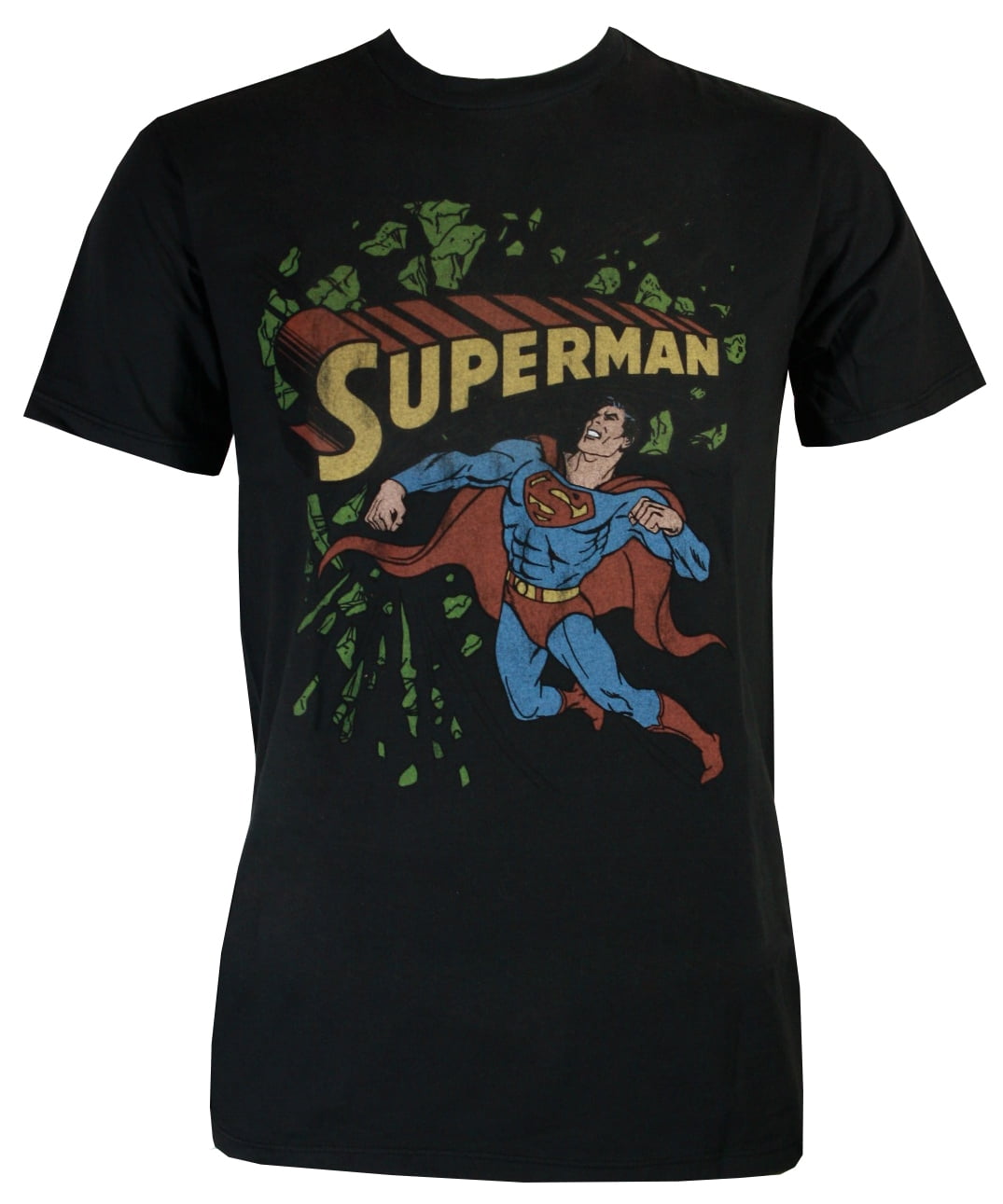 Superman Distressed Bustin' Out Men's T-Shirt, Black Wash, Large ...