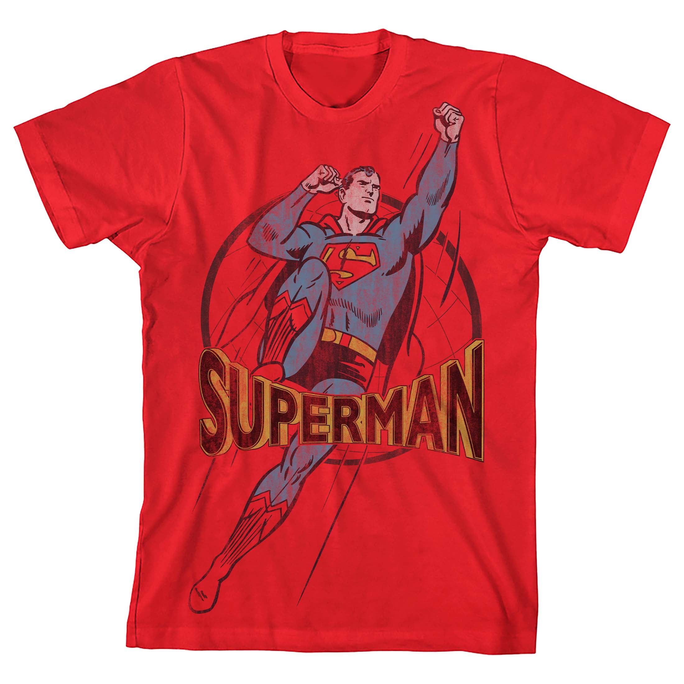 Superman Distressed Flying Pose Boy's Red T-shirt-Small - Walmart.com