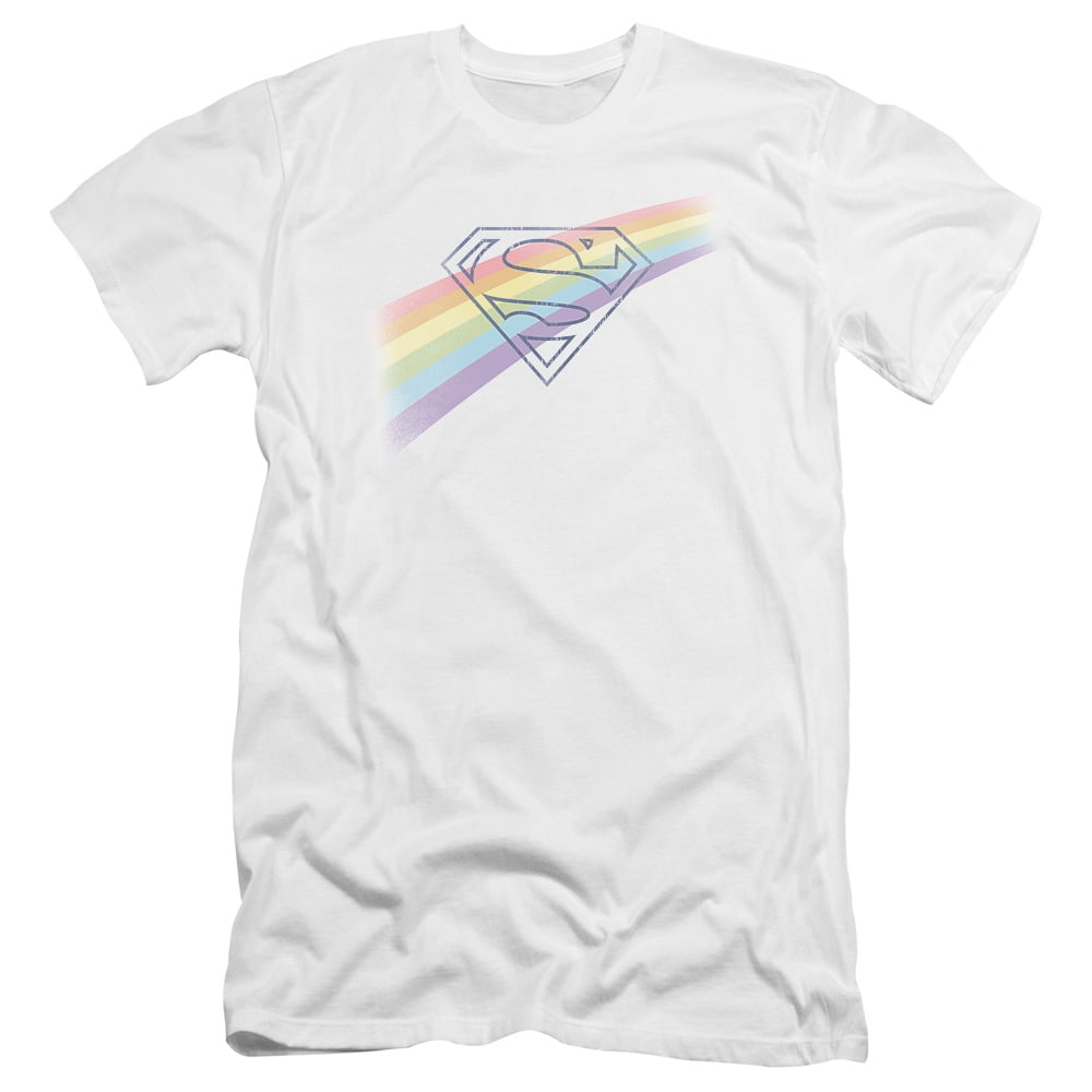 Superman Distressed Outline Premium Adult Slim Fit 30/1 T-Shirt White ...