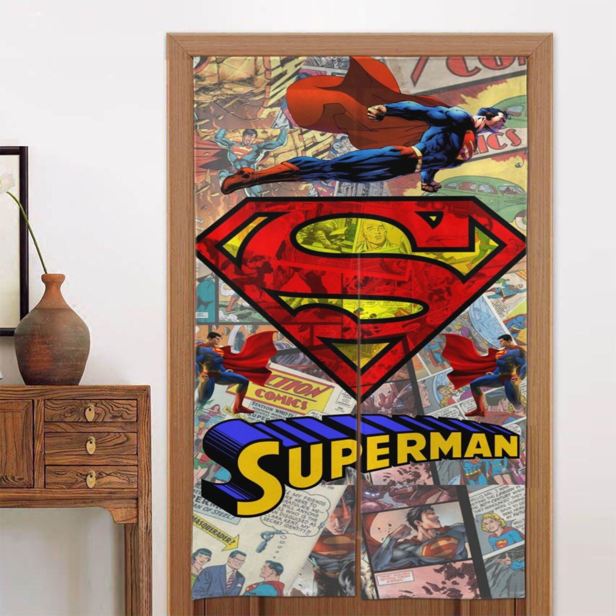 Superman Doorway Curtain Cute Blackout Windproof Window Door Curtain ...