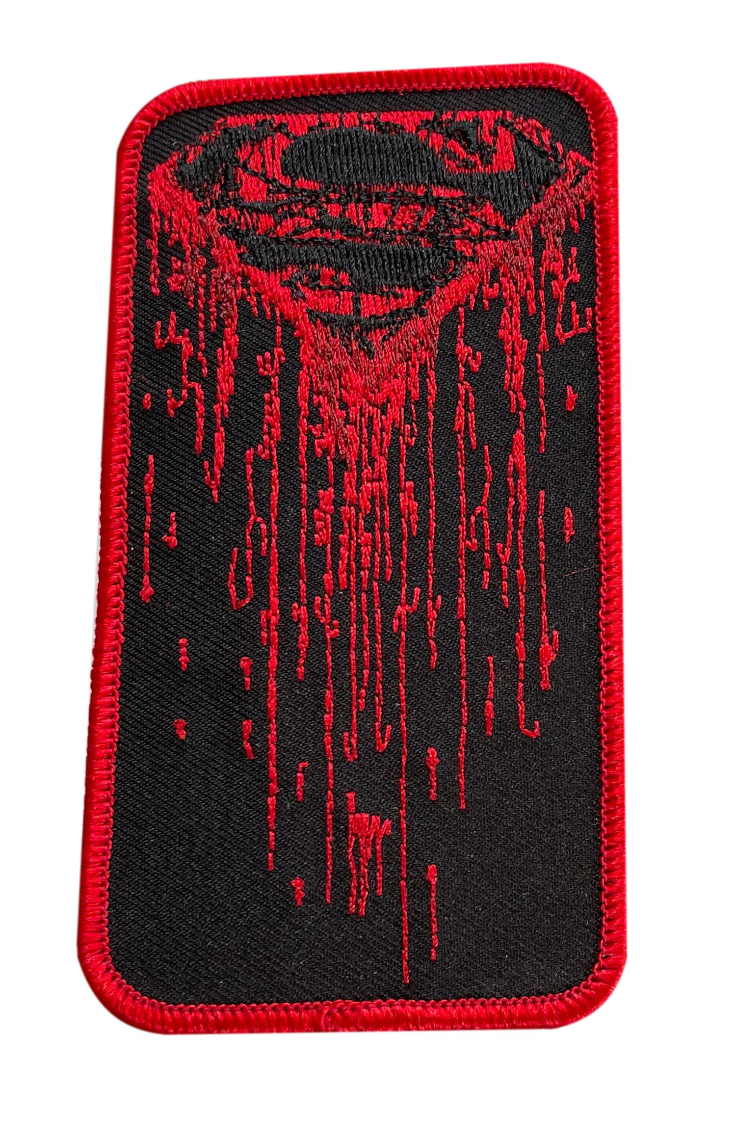 Superman Drip Logo Iron On Patch Black and Red Design - Walmart.com
