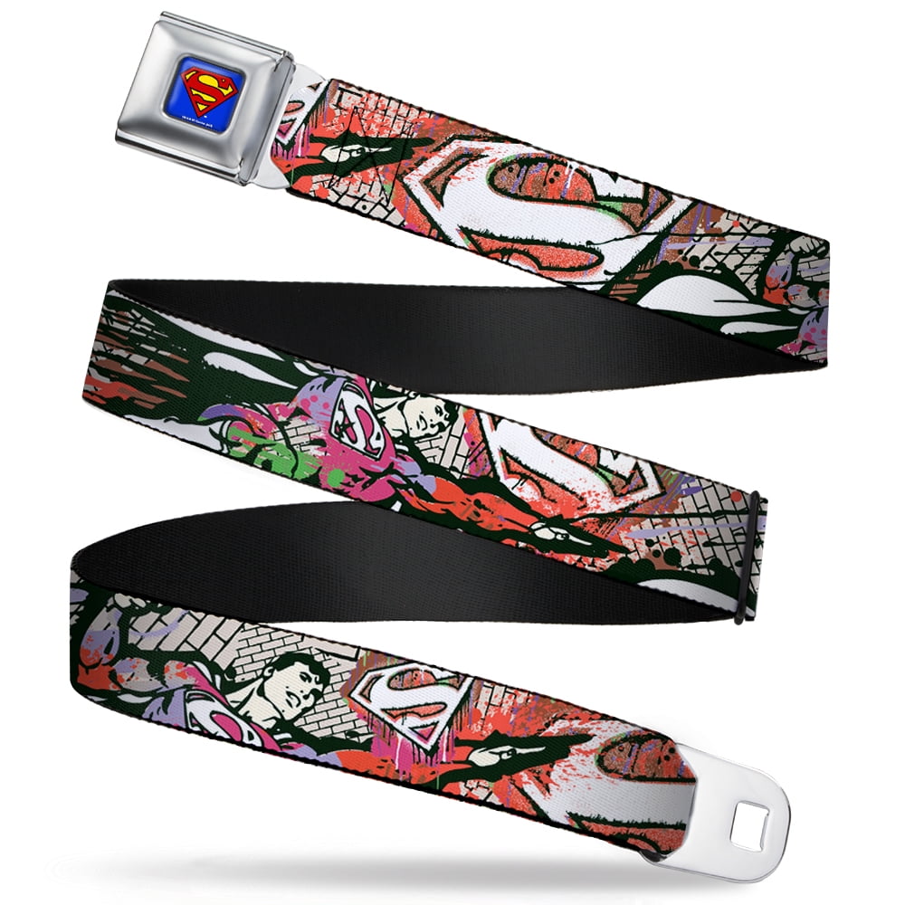 DC Comics Belt, Seatbelt Buckle Belt, Superman Color Flying Bricks ...