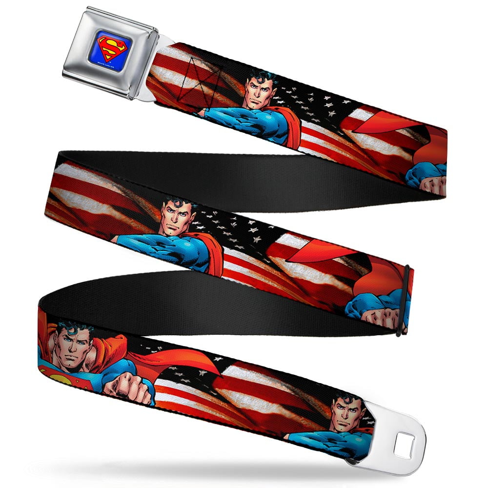 Superman Fcg Blue 1.0" Chrome Superman Poses American Flag Webbing Web ...