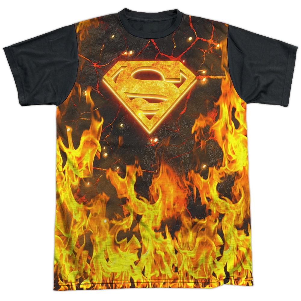 Superman Fire Logo Unisex Adult Halloween Costume Sublimated T Shirt - Walmart.com
