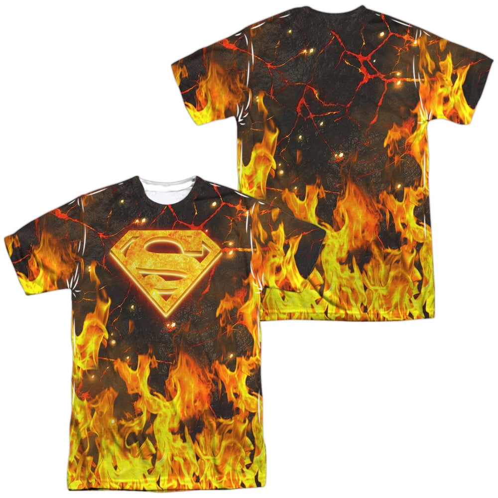 Superman Fire Logo Unisex Adult Sublimated Costume T Shirt (Front/Back), X-Large Multicolor ...