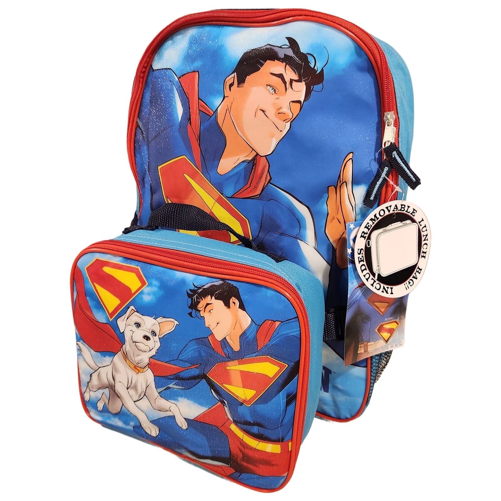 Superman Full Size 16 Inch Backpack with Detachable Lunch Box 2 pieces ...