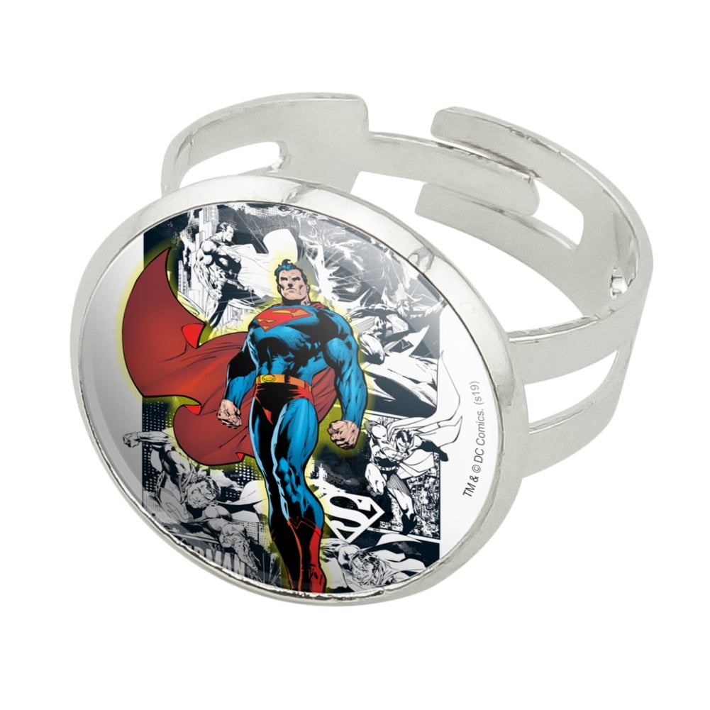 Superman Glowing Aura Silver Plated Adjustable Novelty Ring - Walmart.com