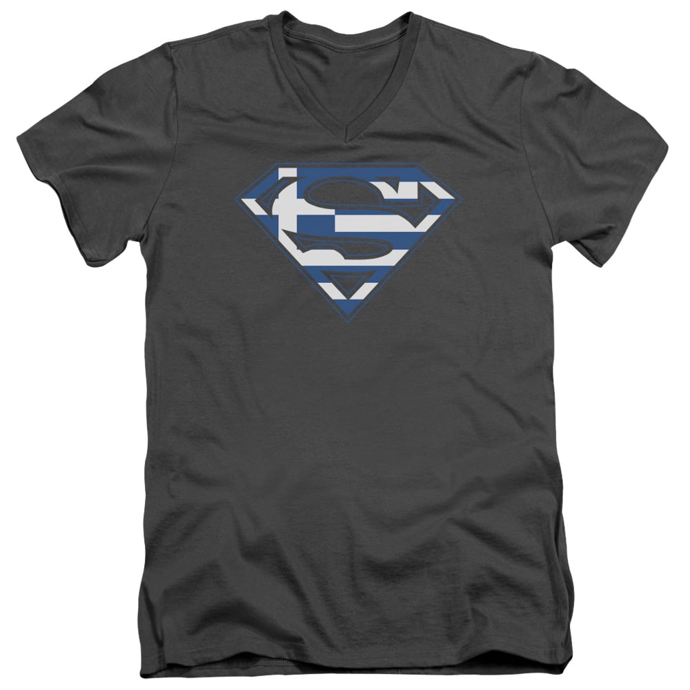 Superman Greek Shield Adult V-Neck T-Shirt Charcoal - Walmart.com