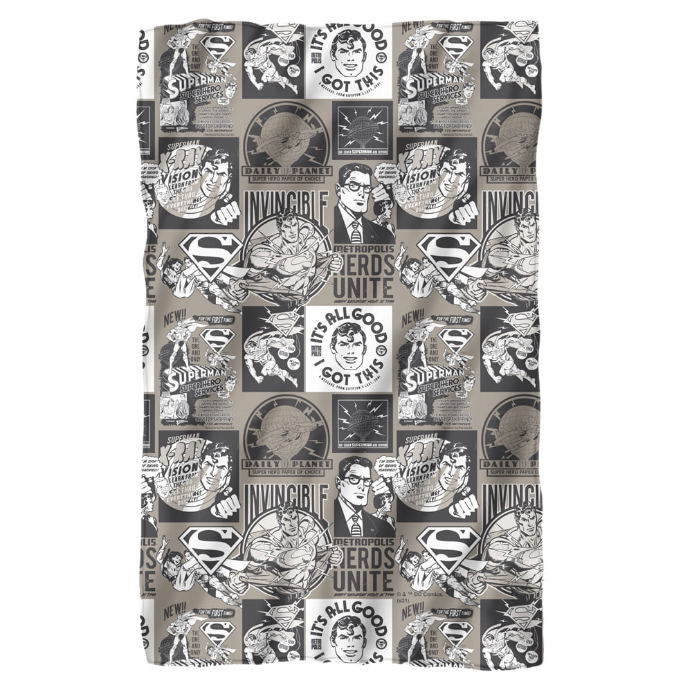 Superman Grey Superman Pattern Officially Licensed Fleece Blanket 36' x ...