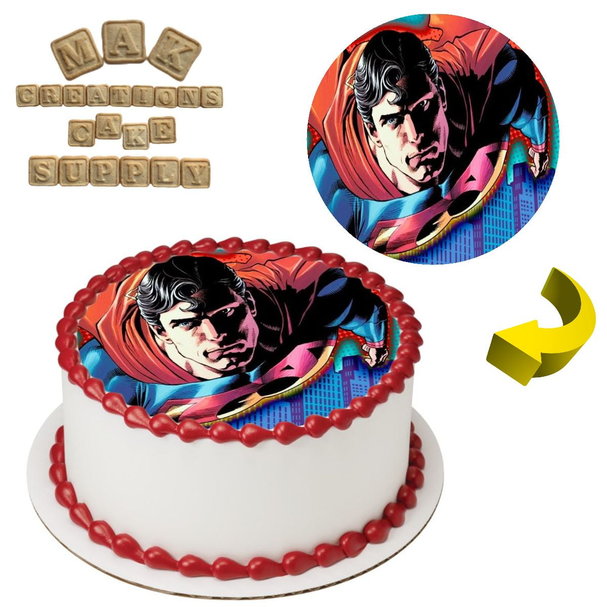 Superman Invincible 8" Round Edible Cake Topper ~ Can be used on 8", 9 ...