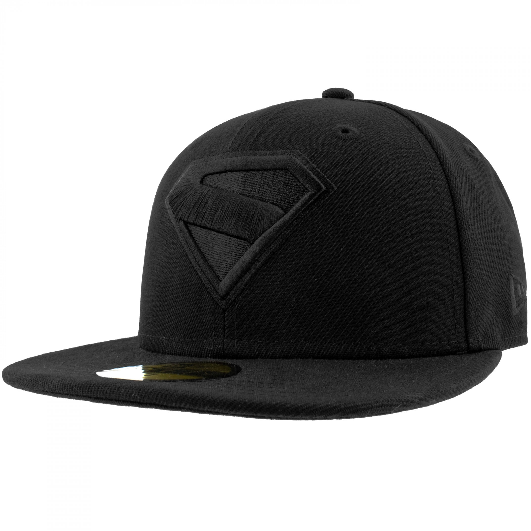 Superman James Gunn Logo Black on Black New Era 59Fifty Fitted Hat-7 3/ ...