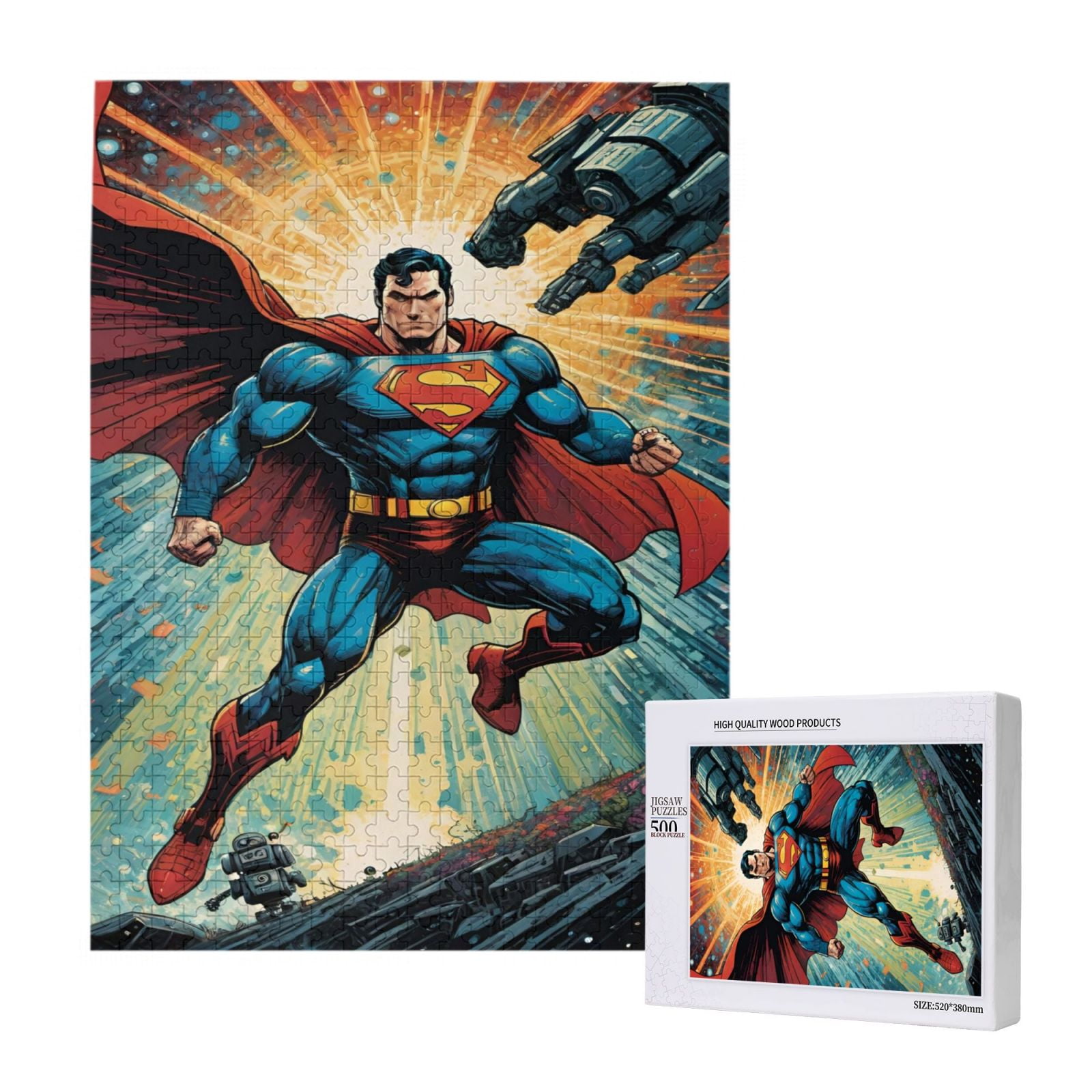 Superman Jigsaw Puzzle for Kids Adults 500 Piece Challenging Wooden Puzzles Toys Family ...
