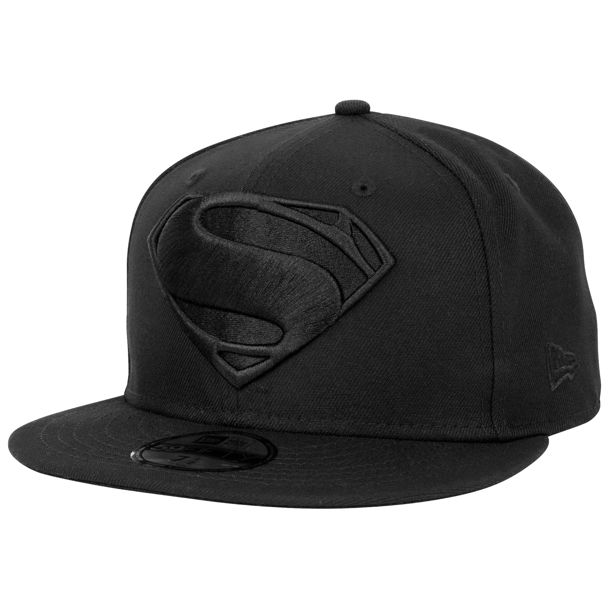 Superman Justice League Logo Black on Black New Era 59Fifty Fitted Hat ...