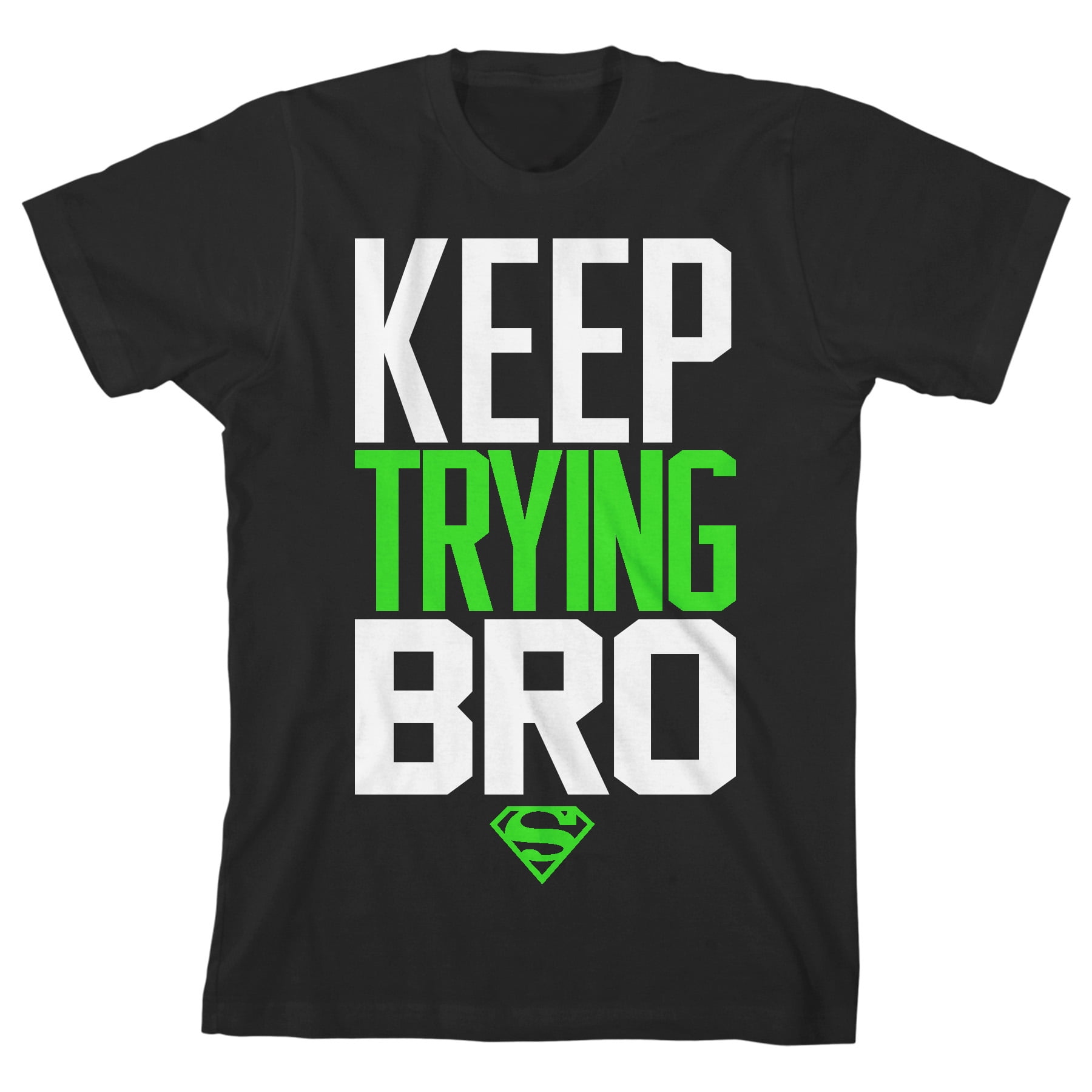 Superman Keep Trying Bro Toddler Boy's Black T-shirt-3T - Walmart.com