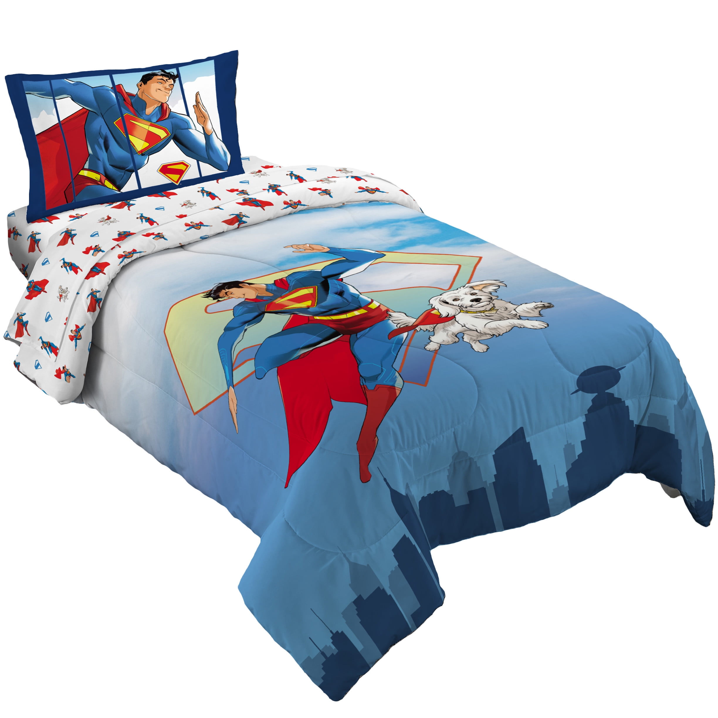 Superman Kids Full Bed in a Bag, 5Pc Bedding Set, Comforter and Sheets ...