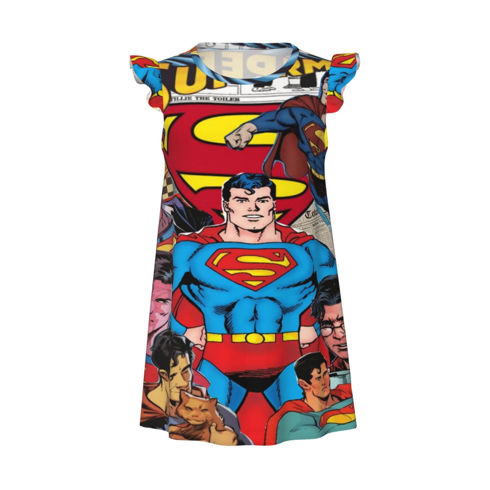 Superman Little Girls Nightgowns Soft Flutter Sleeve Night Dress ...