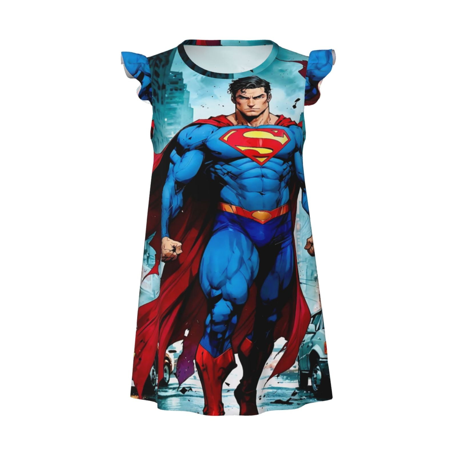 Superman Little Girls Nightgowns Soft Flutter Sleeve Night Dress ...