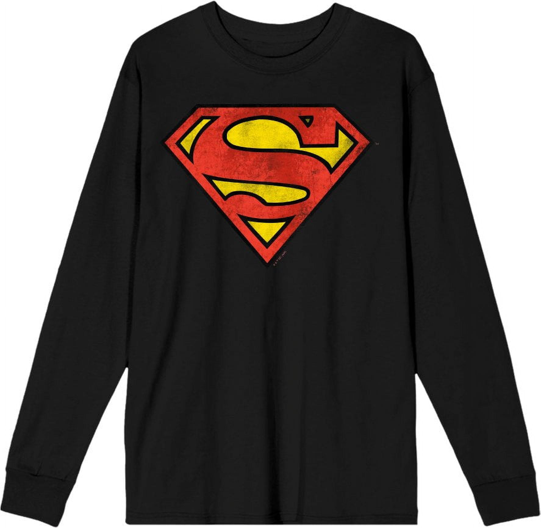Superman Logo Adult Black Crew Neck Long Sleeve Tee-XXL - Walmart.com