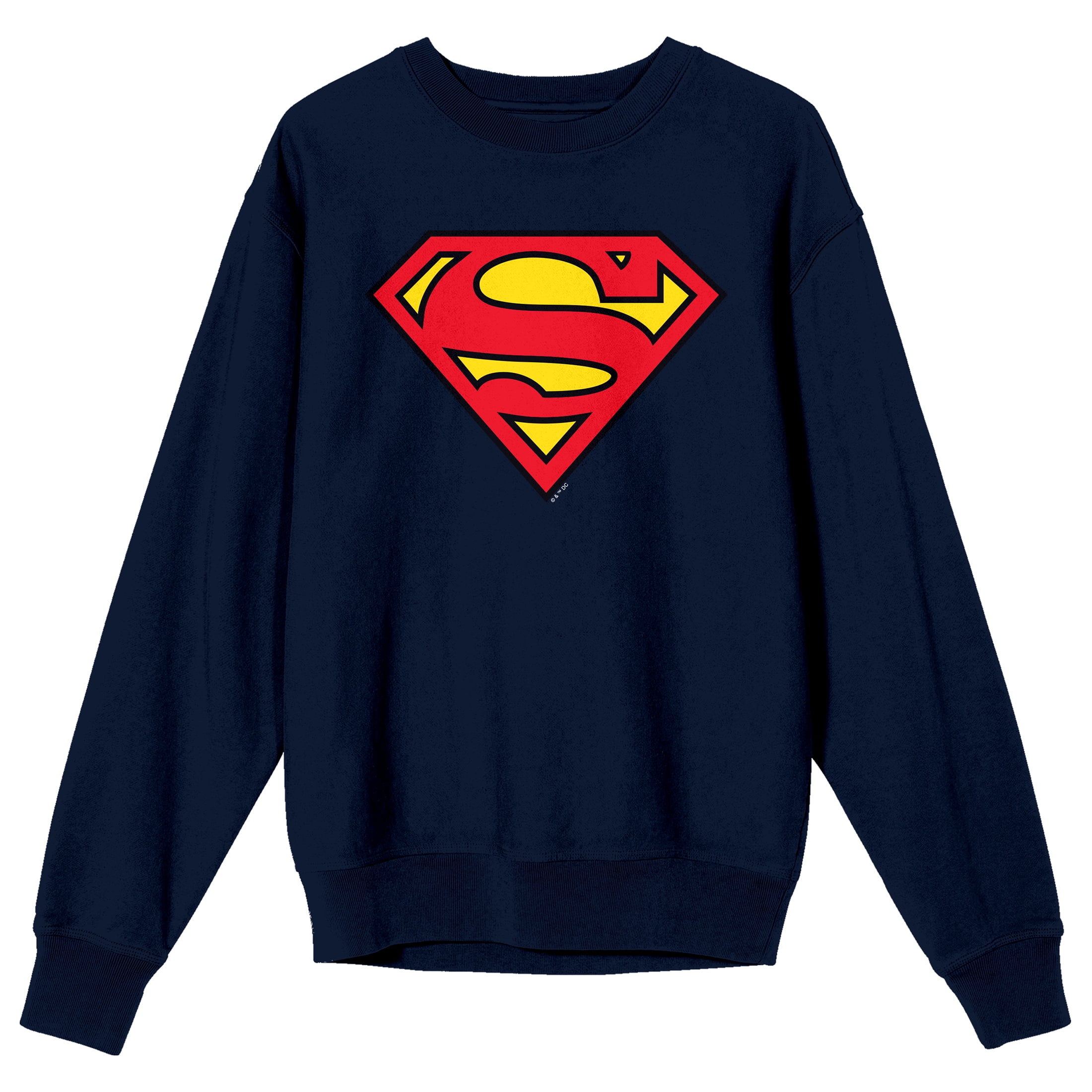 Superman Logo Adult Navy Crew Neck Long Sleeve Sweatshirt -XL - Walmart.com