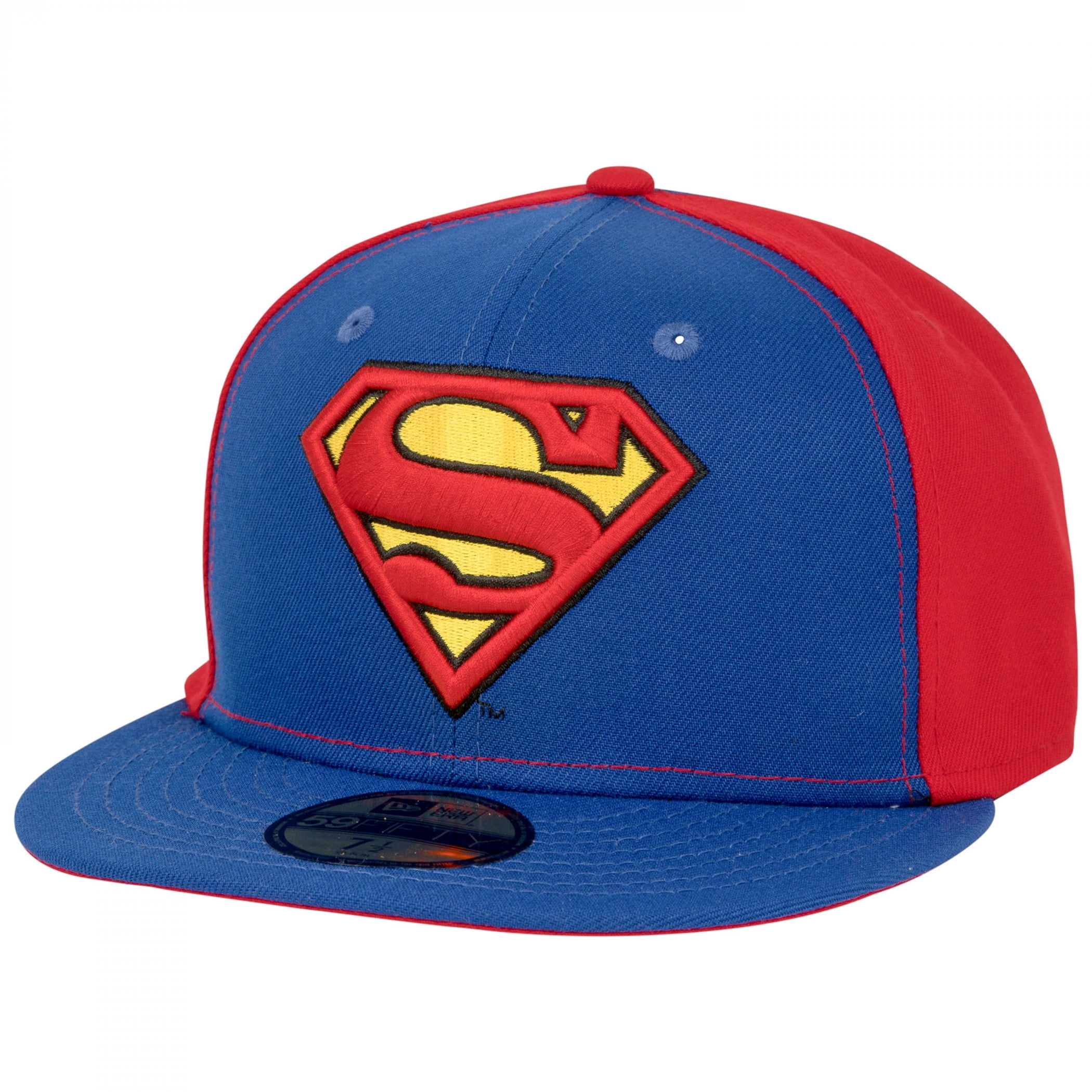 Superman Logo Blue and Red Panels New Era 59Fifty Fitted Hat-8 Fitted ...