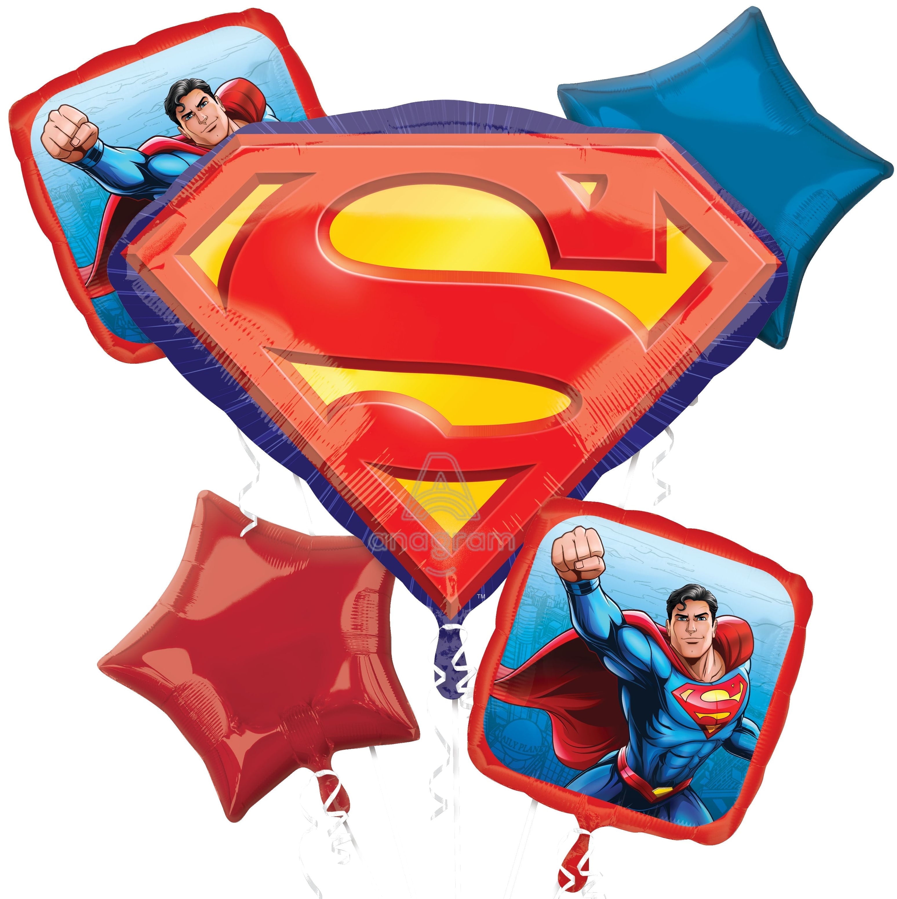 Anagram Superman Emblem 5pc Foil Balloon Bouquet - Walmart.com