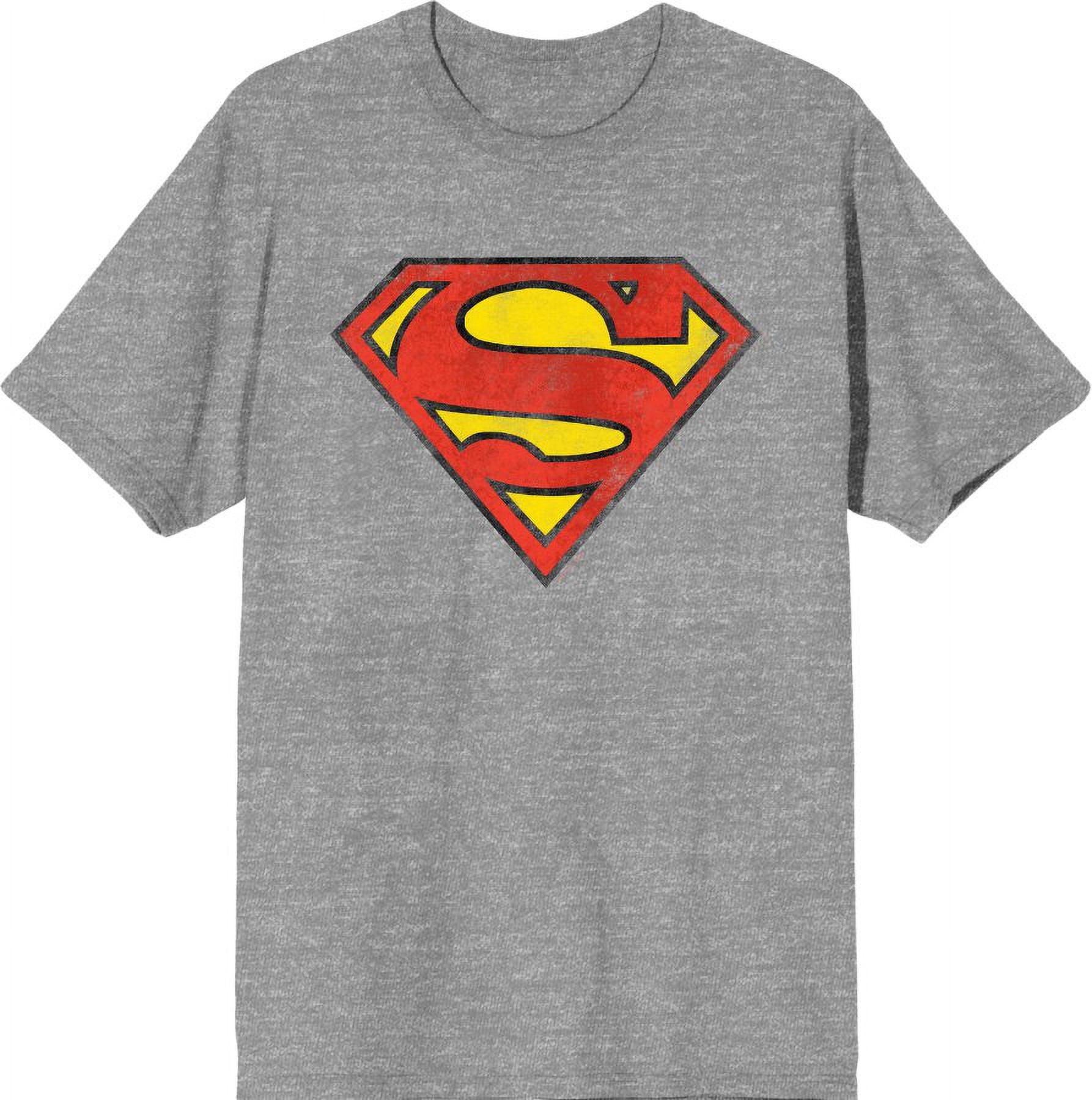 Superman Logo Men's Heather Gray Crew Neck Short Sleeve Tee-XXL ...