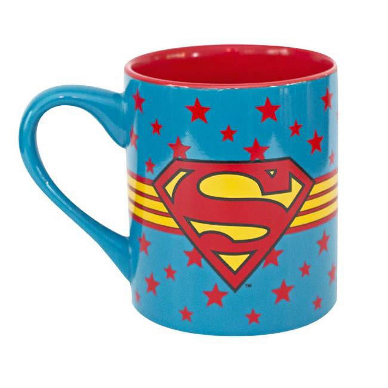 Superman Logo Wrap Around w/ Stars Ceramic Mug 14oz - Walmart.com