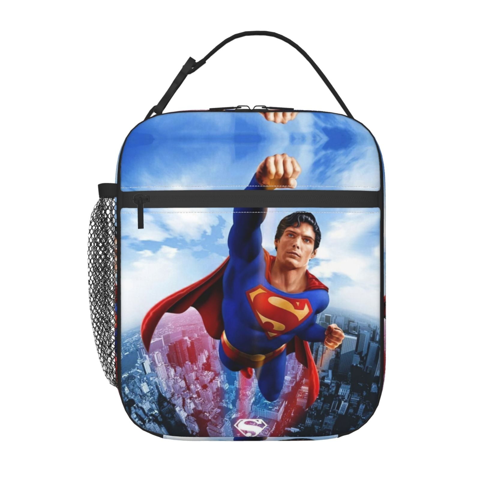 Superman Lunch Bag Reusable Insulated Lunch Box with Side Pocket Cooler ...