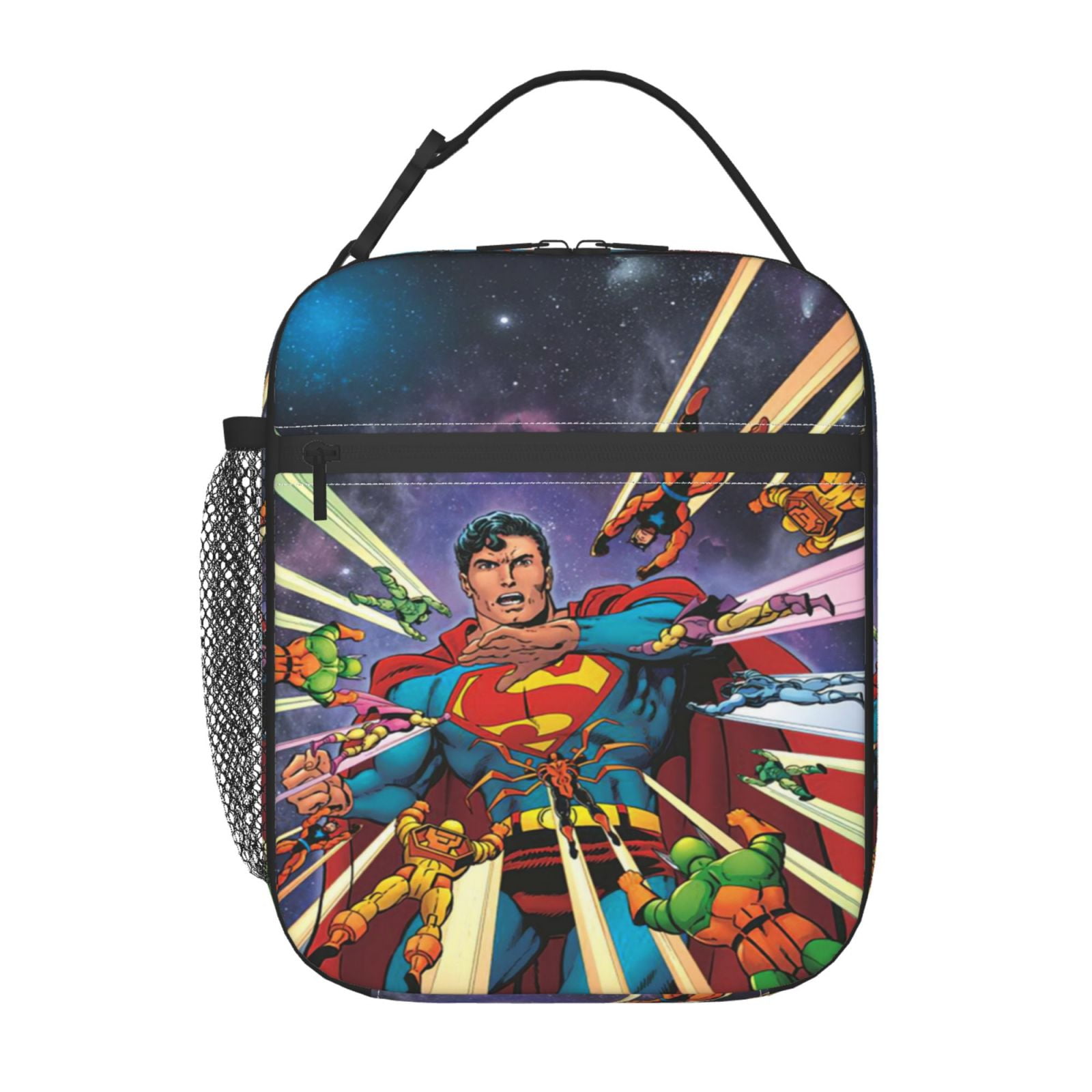 Superman Lunch Bag Reusable Insulated Lunch Box with Side Pocket Cooler ...