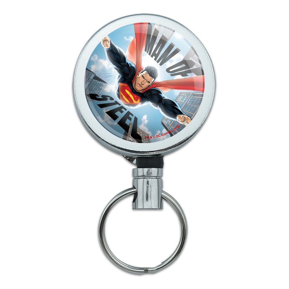 Superman Man of Steel Heavy Duty Metal Retractable Reel ID Badge Key ...
