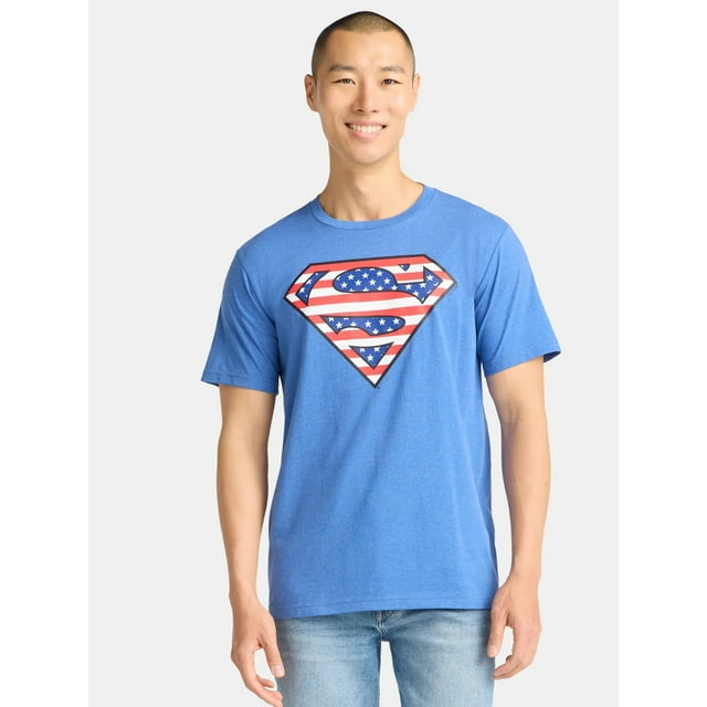 Superman, Men's & Big Men's, Graphic Tee Shirt Stars and Stripes Logo ...