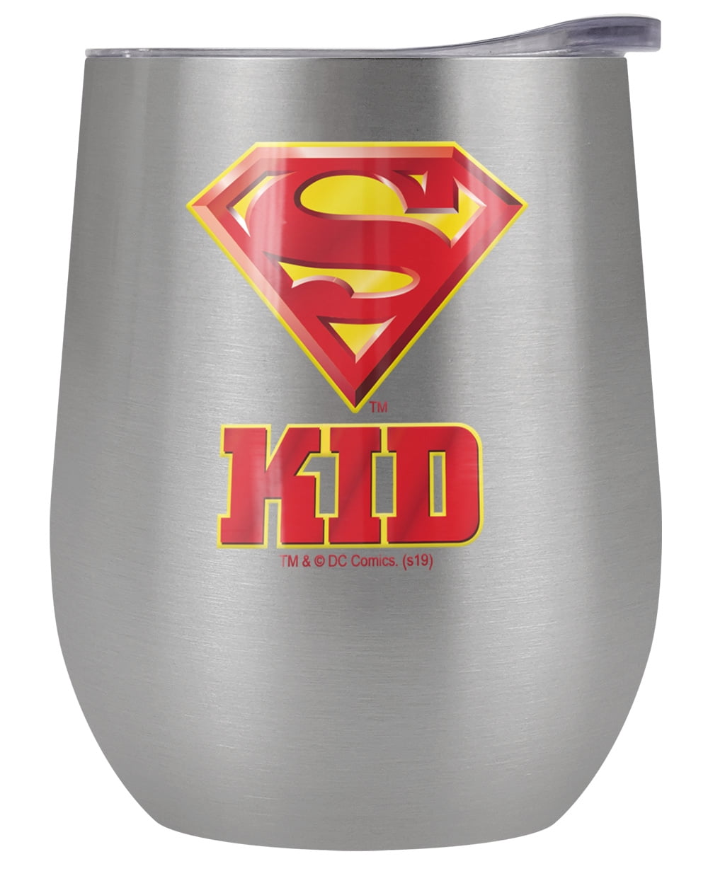 Superman Official Superman Super Kid Shield Logo Pattern 12 OZ Stemless ...