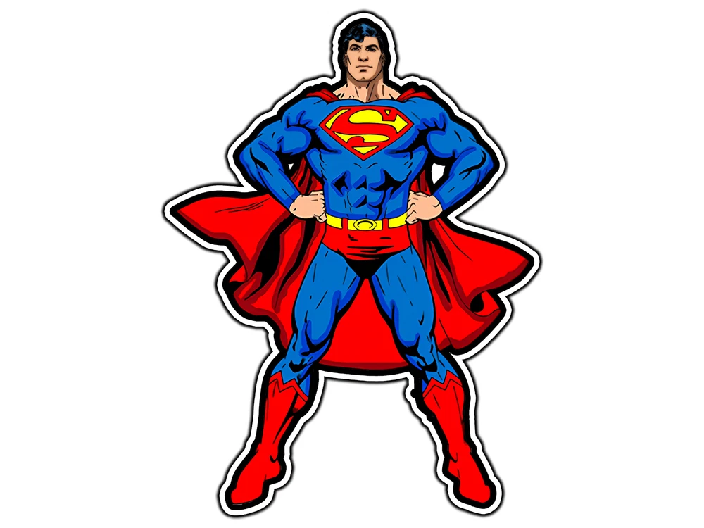 Superman Pose Sticker Cartoon Sticker, Phone Decal Water Bottle ...