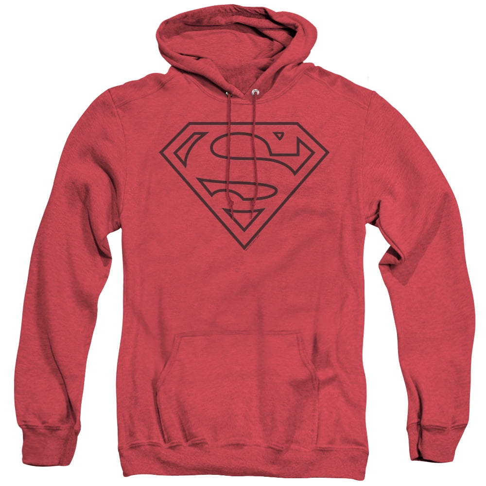 Superman Red & Black Shield Adult Heather Hoodie Sweatshirt Red ...