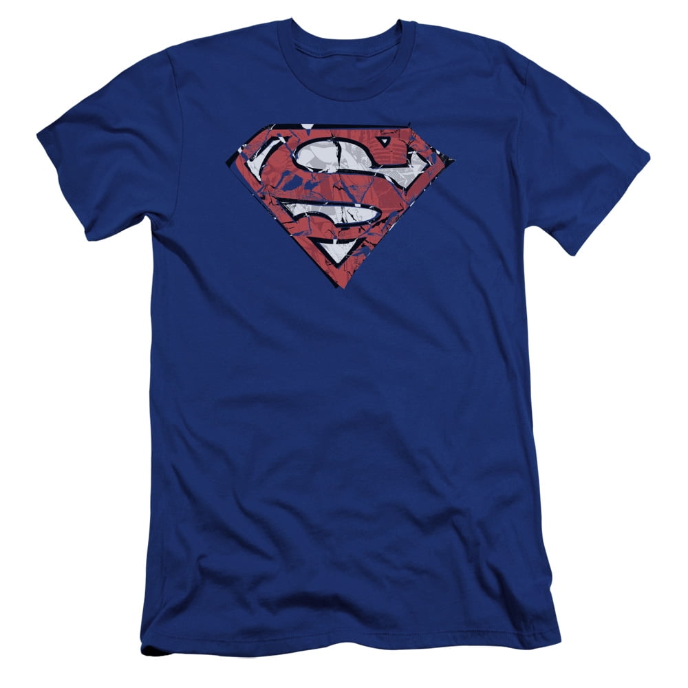 Superman Ripped And Shredded Premium Adult Slim Fit 30/1 T-Shirt Royal ...