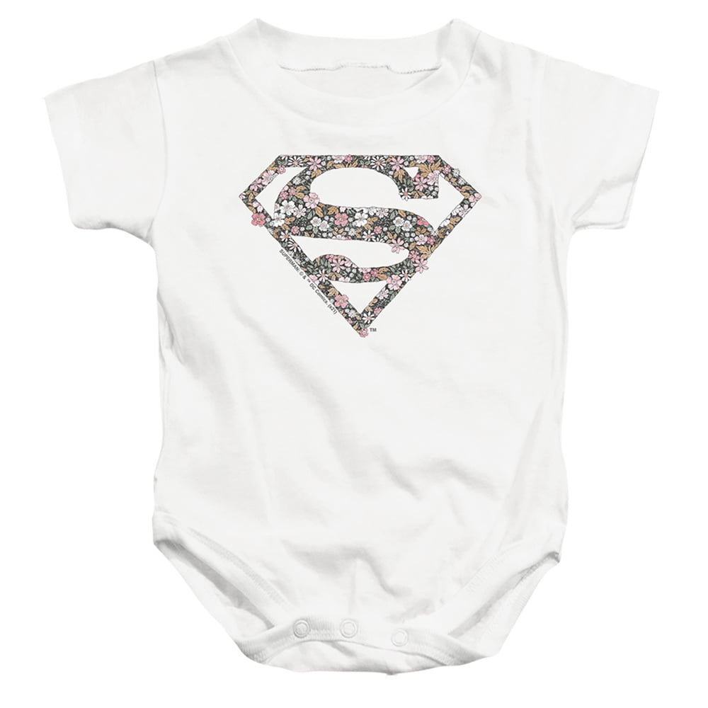 Superman Rough Floral Logo Unisex Infant Snap Suit for Baby (6 Months ...