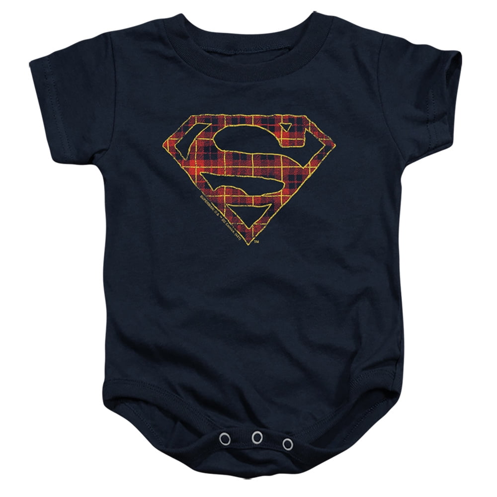 Superman Rough Plaid Logo Unisex Infant Snap Suit for Baby (12 Months ...