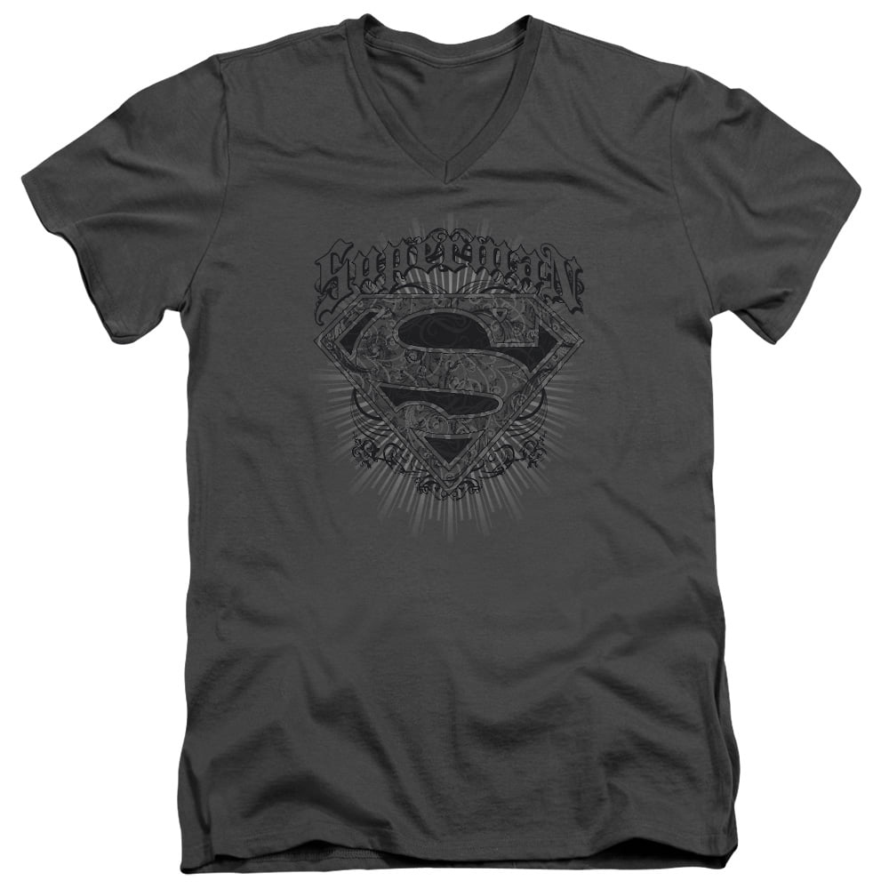 Superman - Scrolling Shield - Slim Fit V Neck Shirt - Medium - Walmart ...