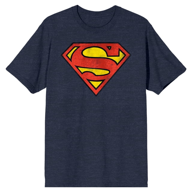 Superman Shield Navy Heather Men's Graphic Tee - L - Walmart Business ...