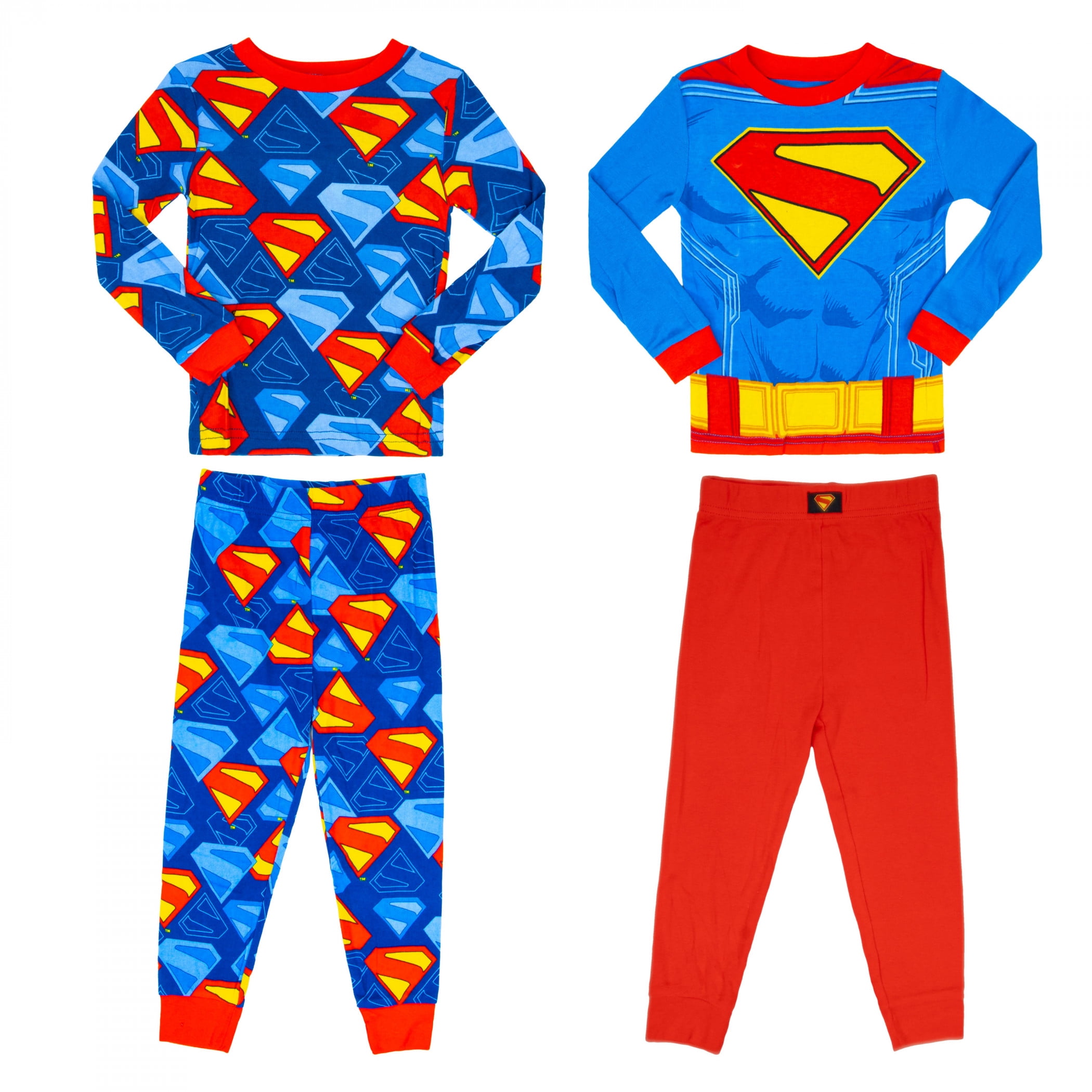 Superman Suit and Logos Boy's 4-Piece Pajama Set-Size 4 - Walmart.com
