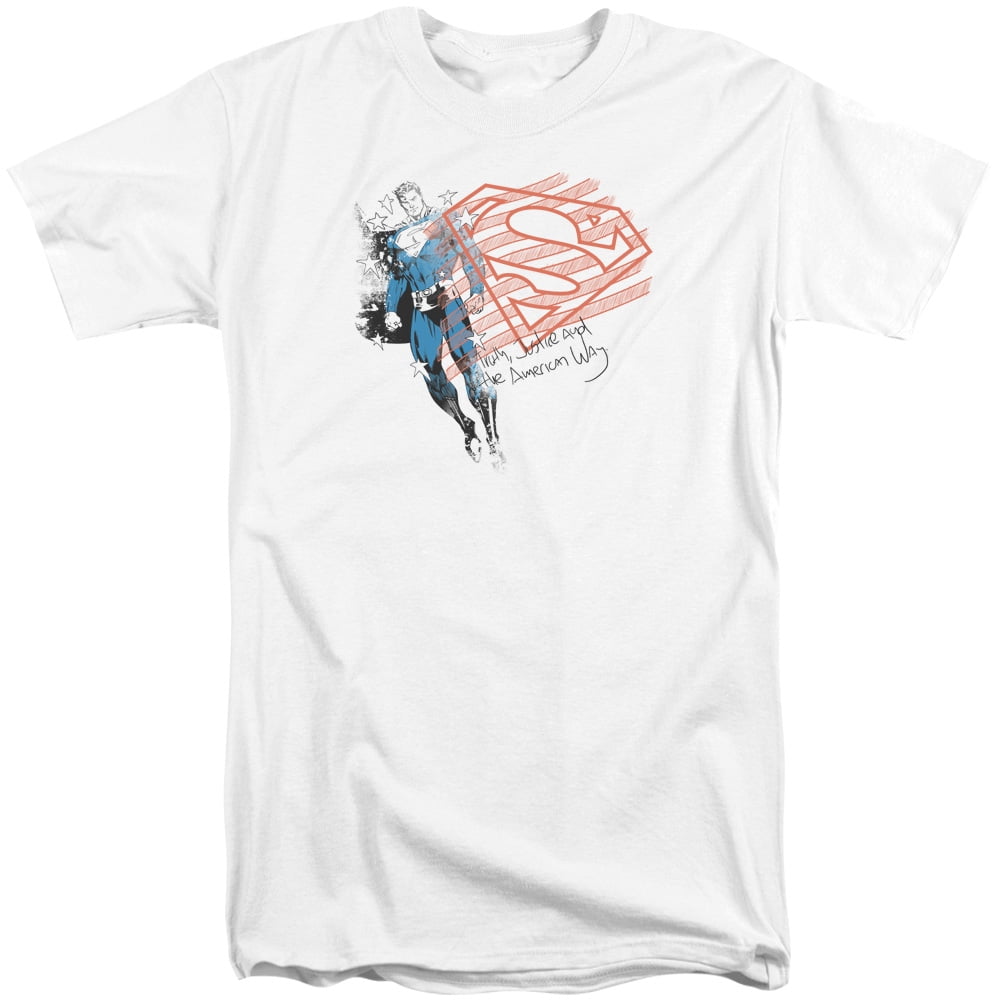 Superman Super American Flag Adult Tall T-Shirt White - Walmart.com