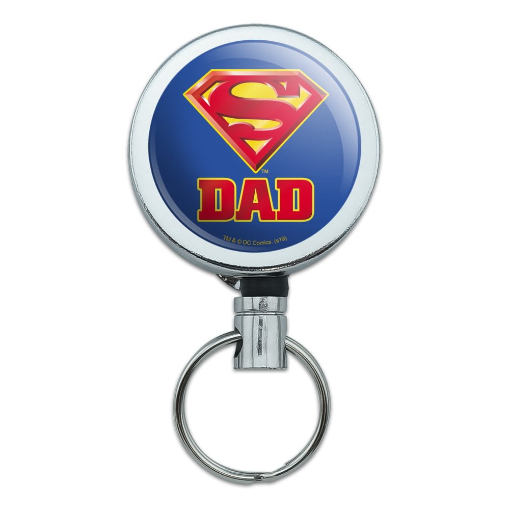 Superman Super Dad Shield Logo Heavy Duty Metal Retractable Reel ID ...