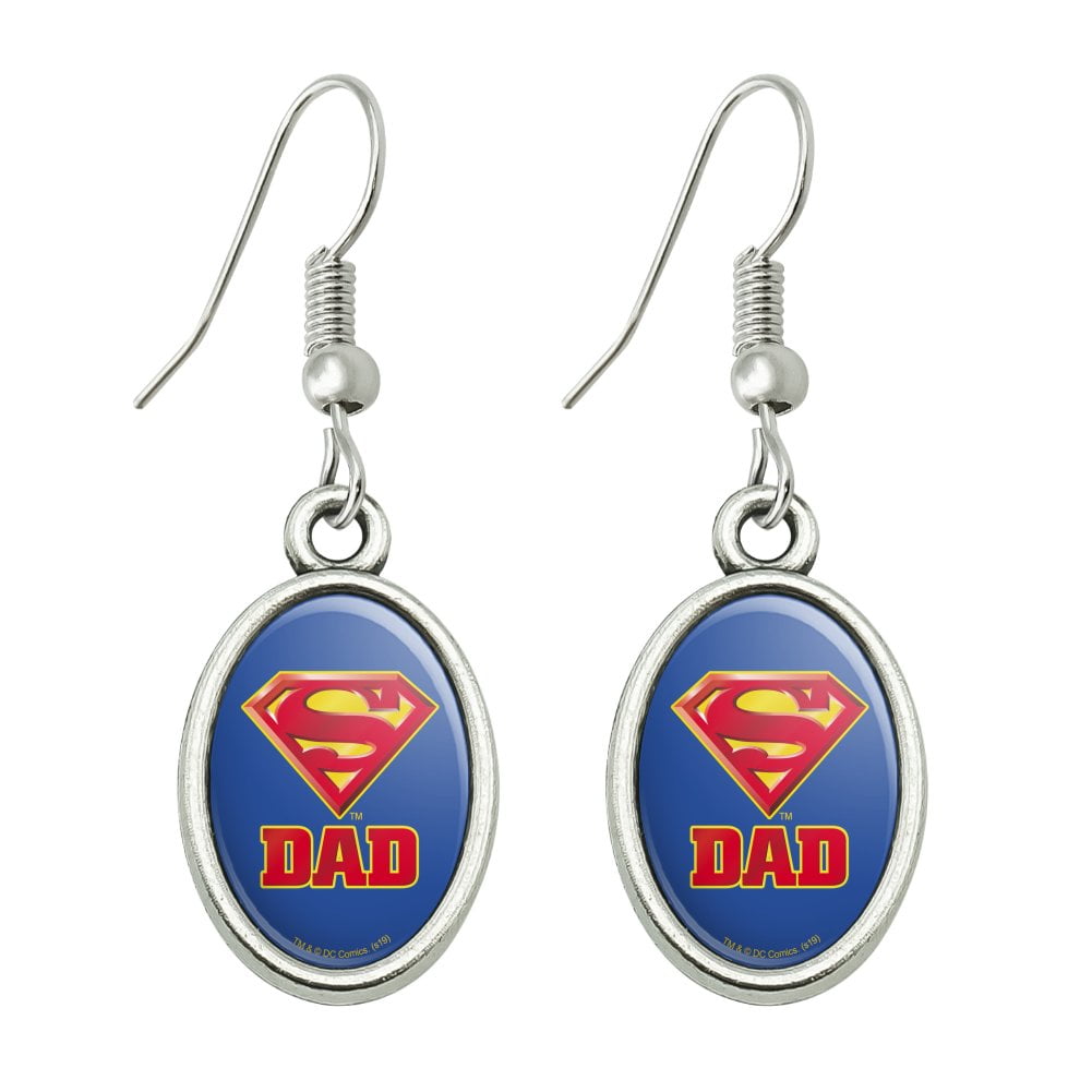 Superman Super Dad Shield Logo Novelty Dangling Drop Oval Charm ...