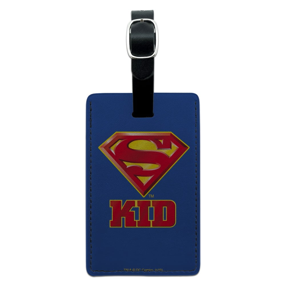 Superman Super Kid Shield Logo Rectangle Leather Luggage Card Suitcase ...